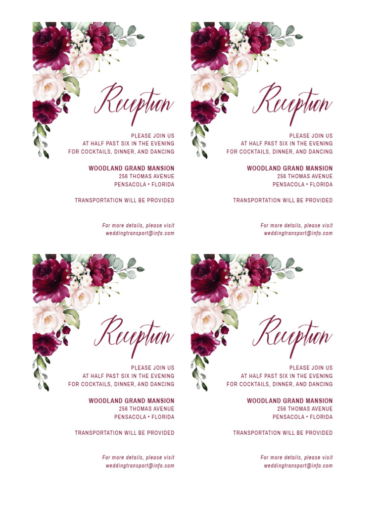 Wedding Reception Card 15 | PDF | Travel | Cooking, Food & Wine