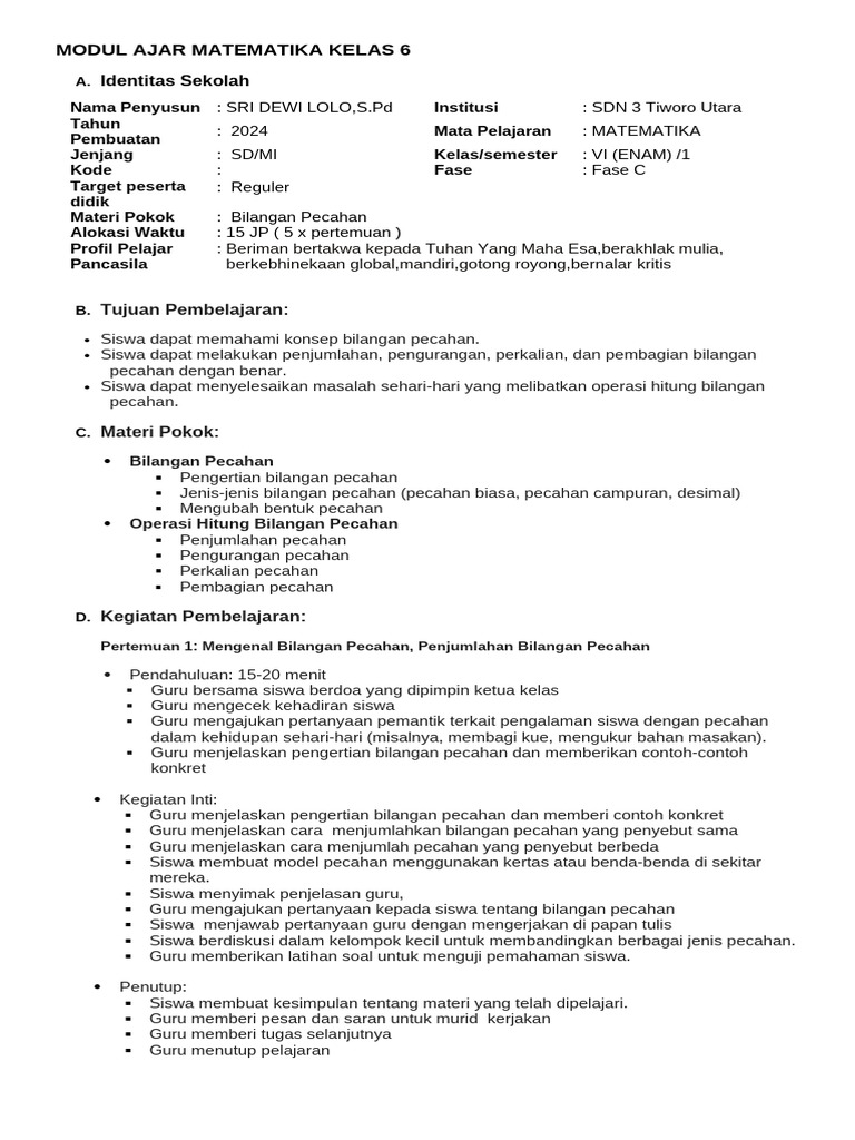 Tentu MODUL AJAR MM 6 PMM | PDF