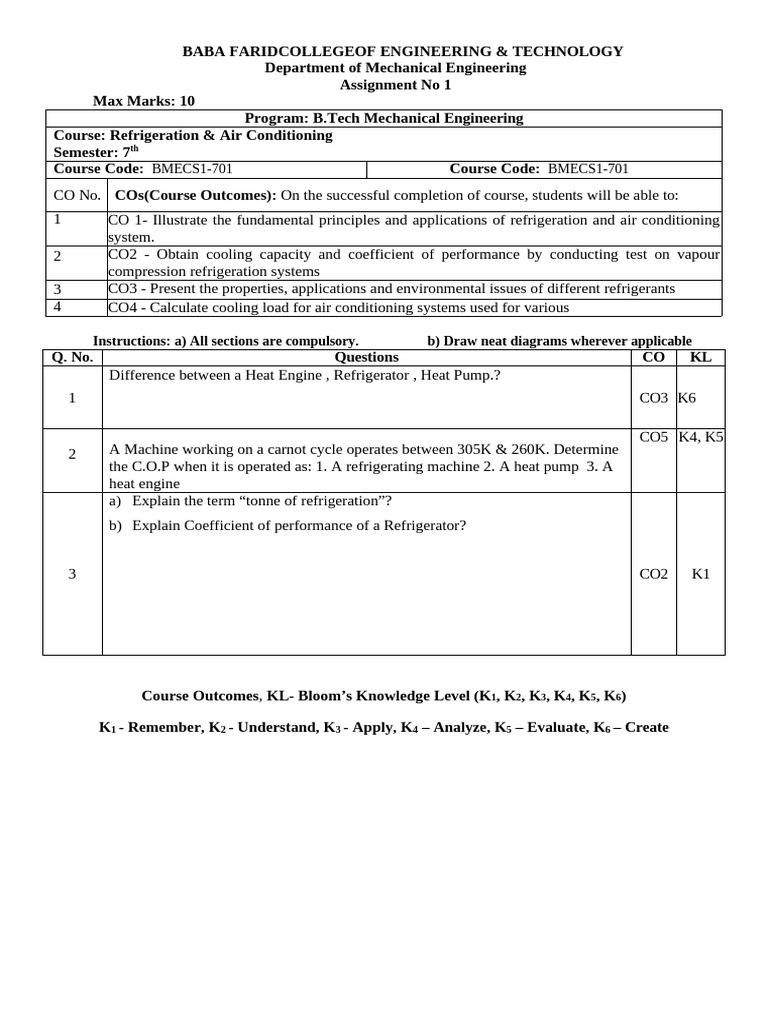 Assignment No. 1 RAC NEW | PDF