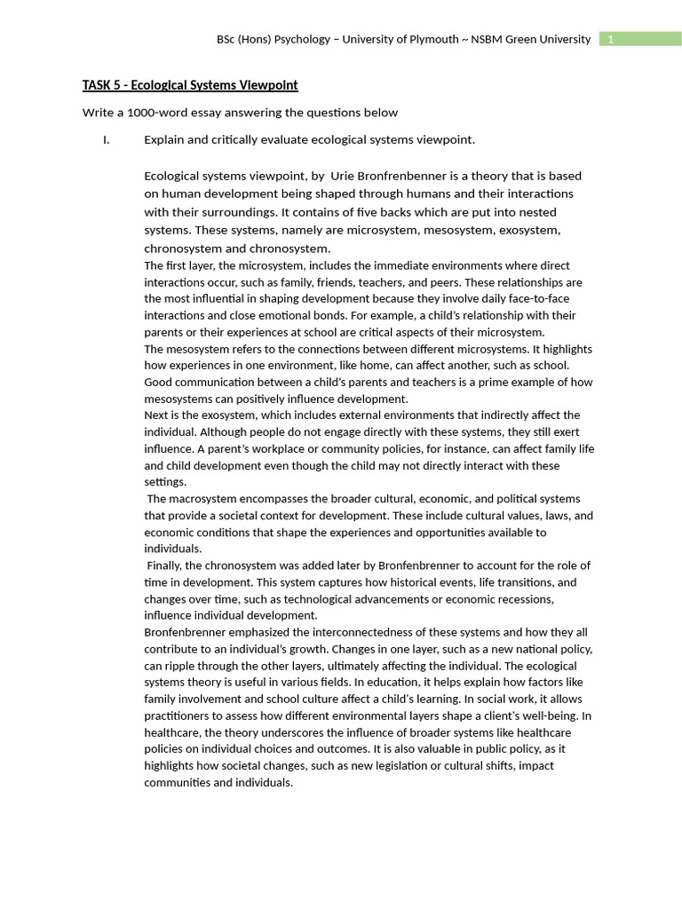 Ecological Systems Theory Explained | PDF | Systems Theory | Ecology