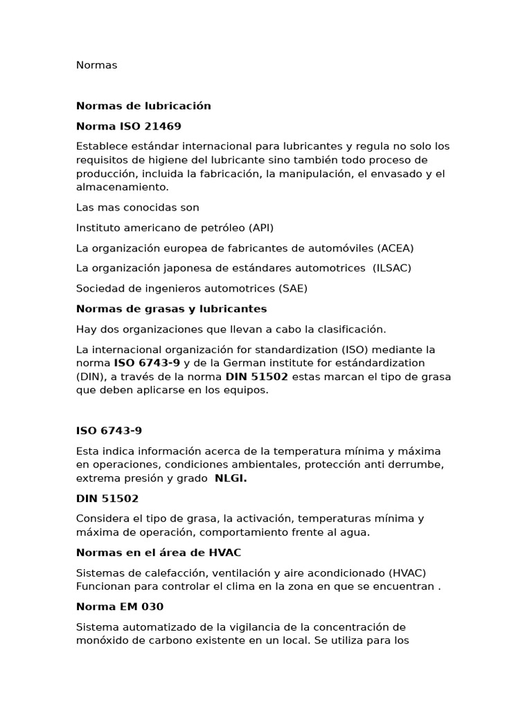 Normas Técnicas para Lubricantes y Equipos | PDF | Motores | Lubricante