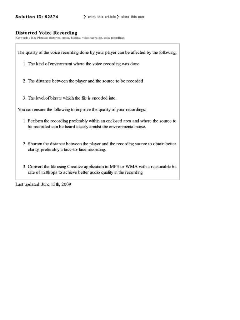 Distorted Voice Recording | PDF