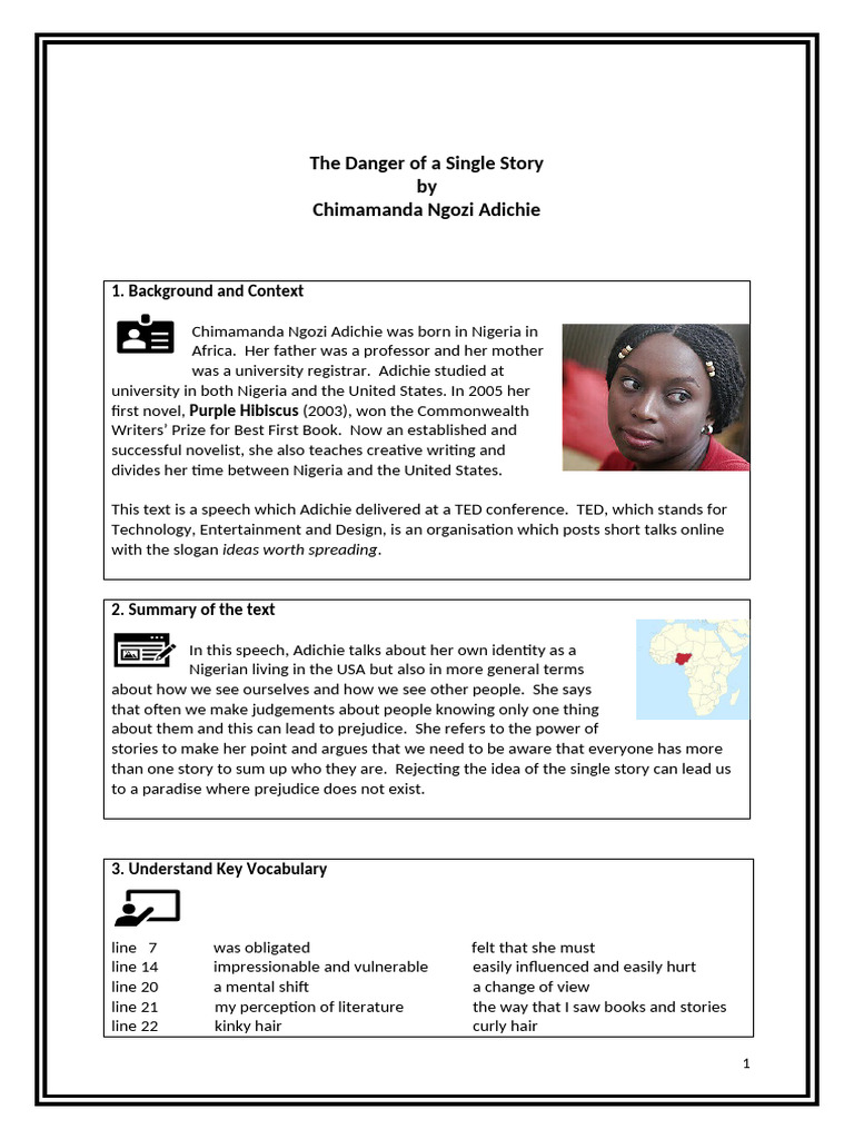 The Danger of a Single Story Analysis | PDF | Human Communication