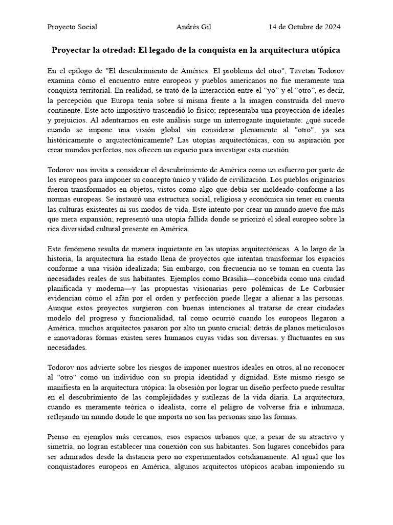 Proyectar La Otredad | PDF | utopía | Europa