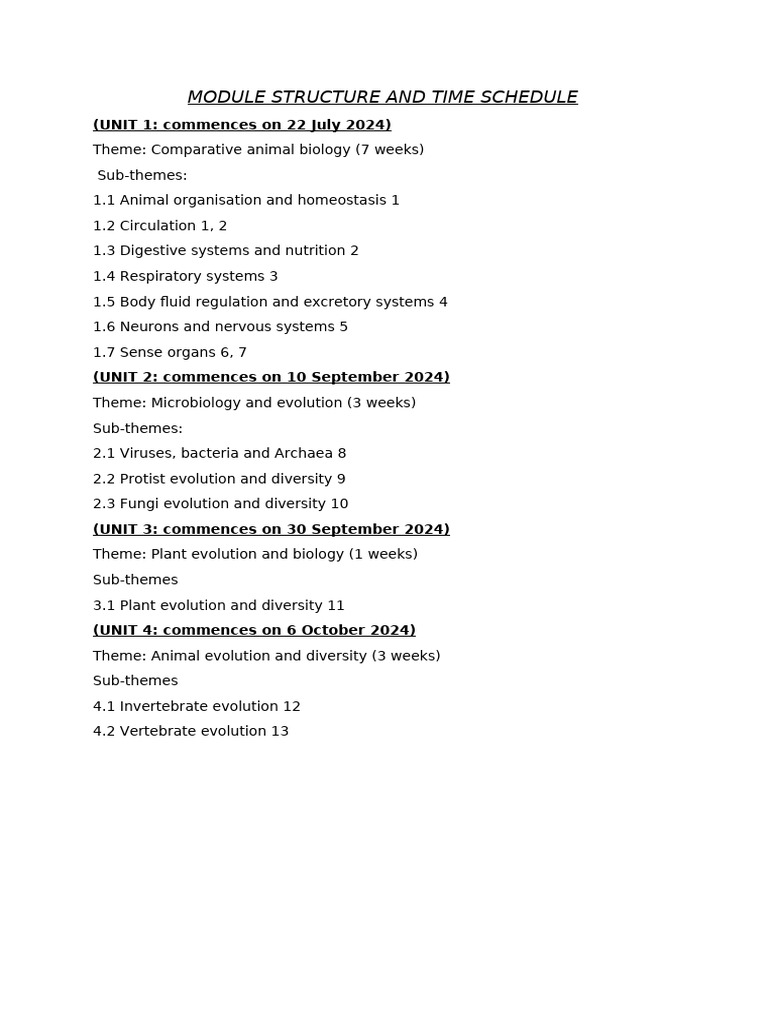 Module Structure and Timetable | PDF Module Structure and Timetable | PDF
