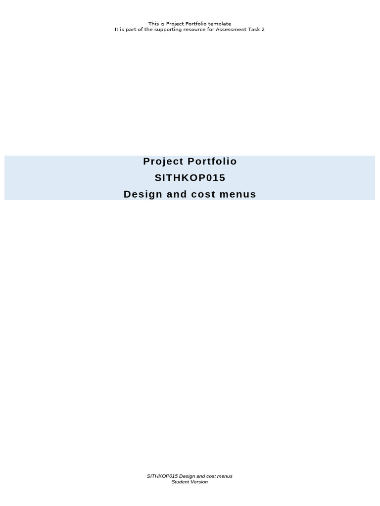 SITHKOP015 Project Portfolio Task 2 | PDF | Menu | Restaurants