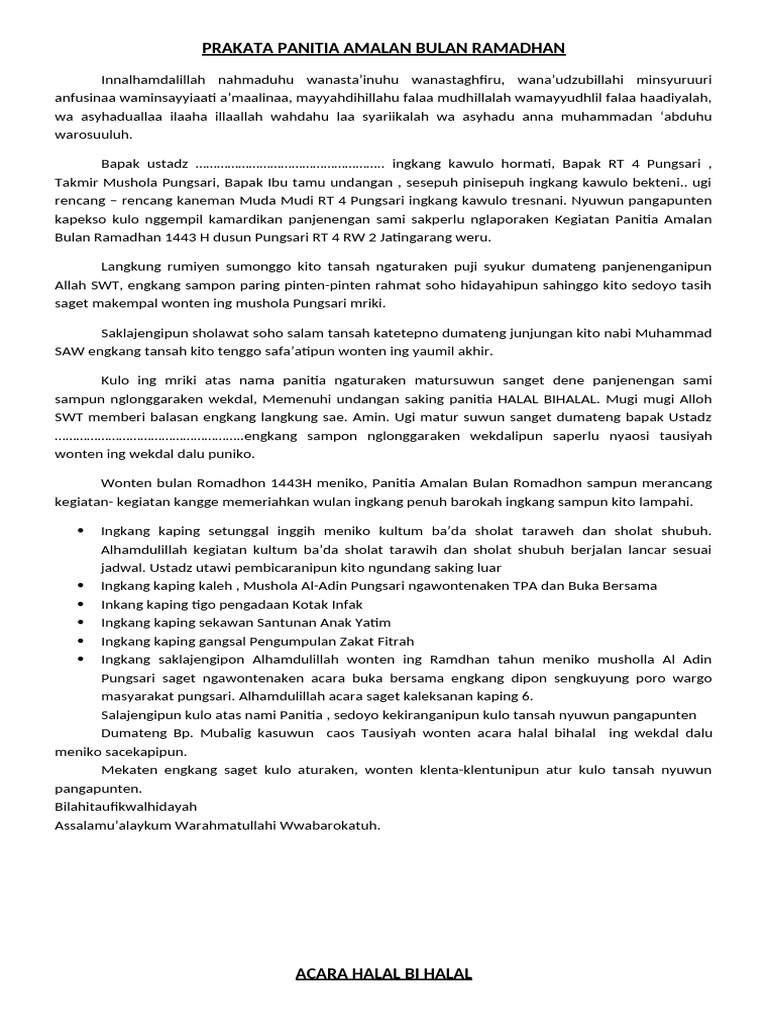 Prakata Panitia Amalan Bulan Ramadhan | PDF | Agama & Spiritualitas