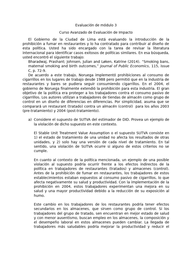 Evaluacion de Modulo 3 | PDF | De fumar