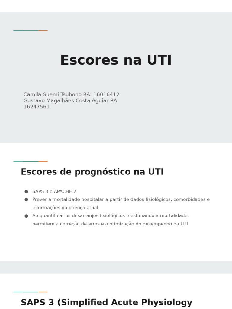 Escore SAPS 3 na UTI: Prognóstico e Avaliação | PDF | Sepse | Medicina ...