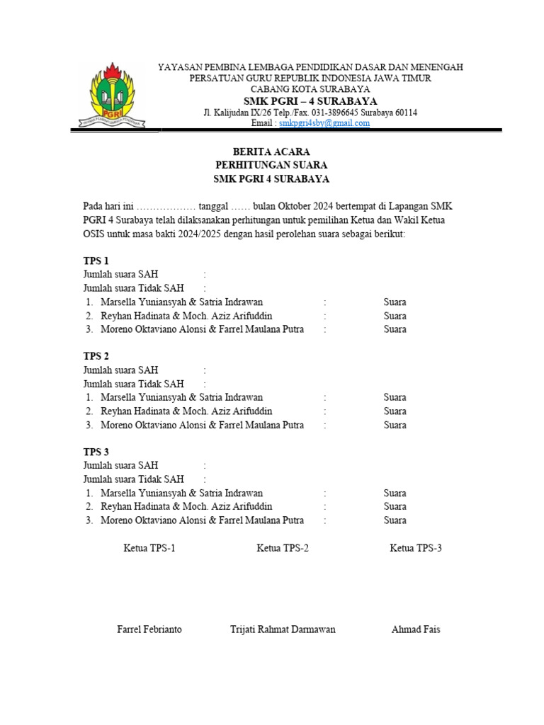 Berita Acara Pilketos 2024 | PDF | Agama & Spiritualitas