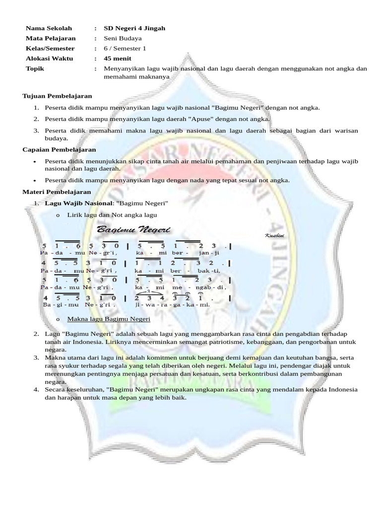 Modul Ajar SBK Kelas 6 SD | PDF | Seni & Disiplin Bahasa