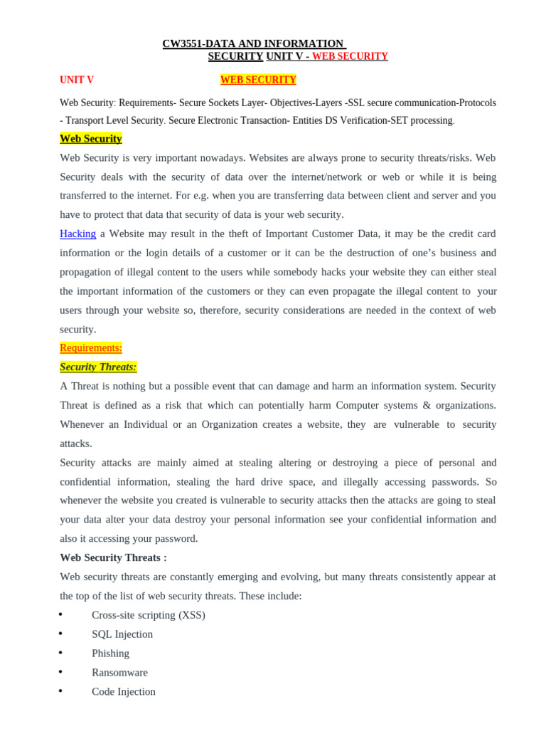 Unit 5 | PDF | Transport Layer Security | Security