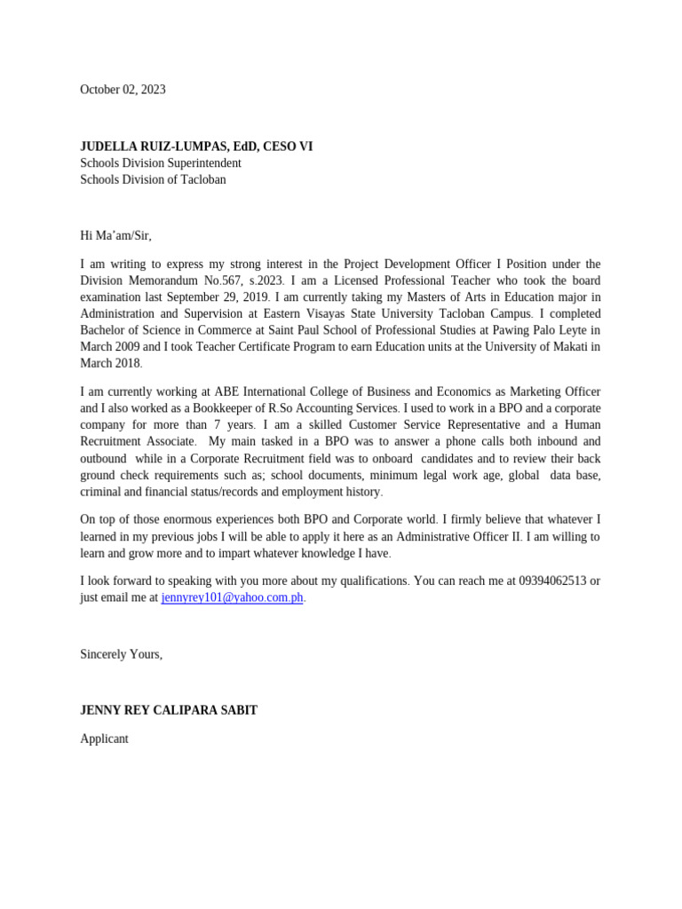 LOI For PDO | PDF