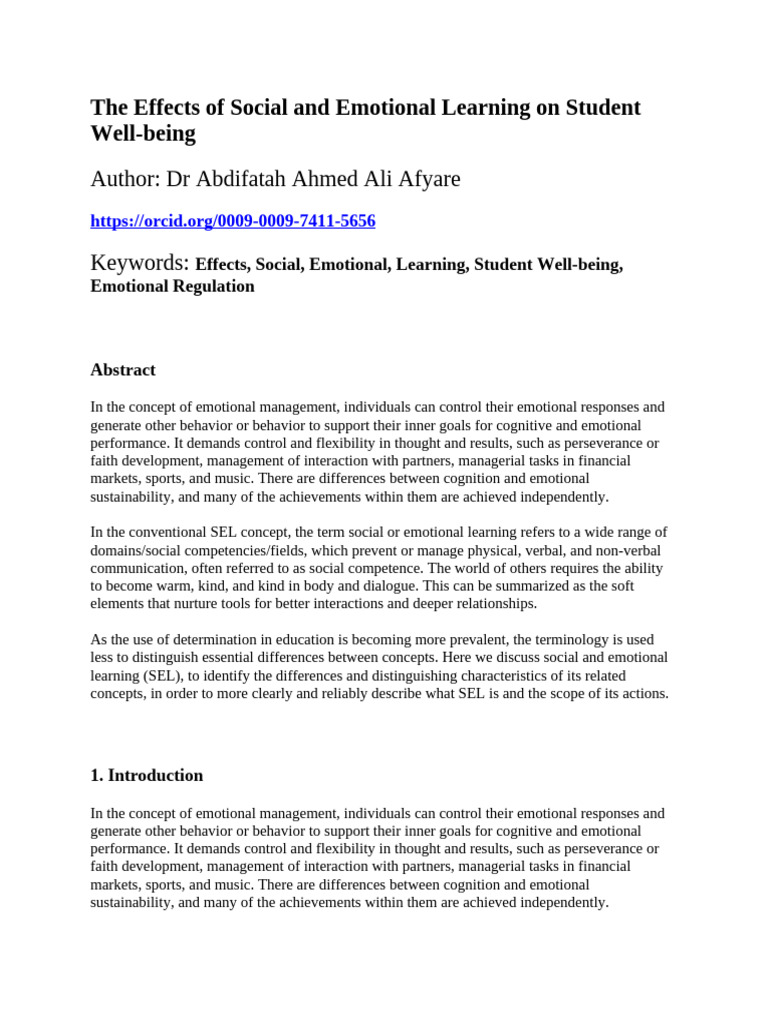 SEL Impact on Student Well-being | PDF | Learning | Emotions