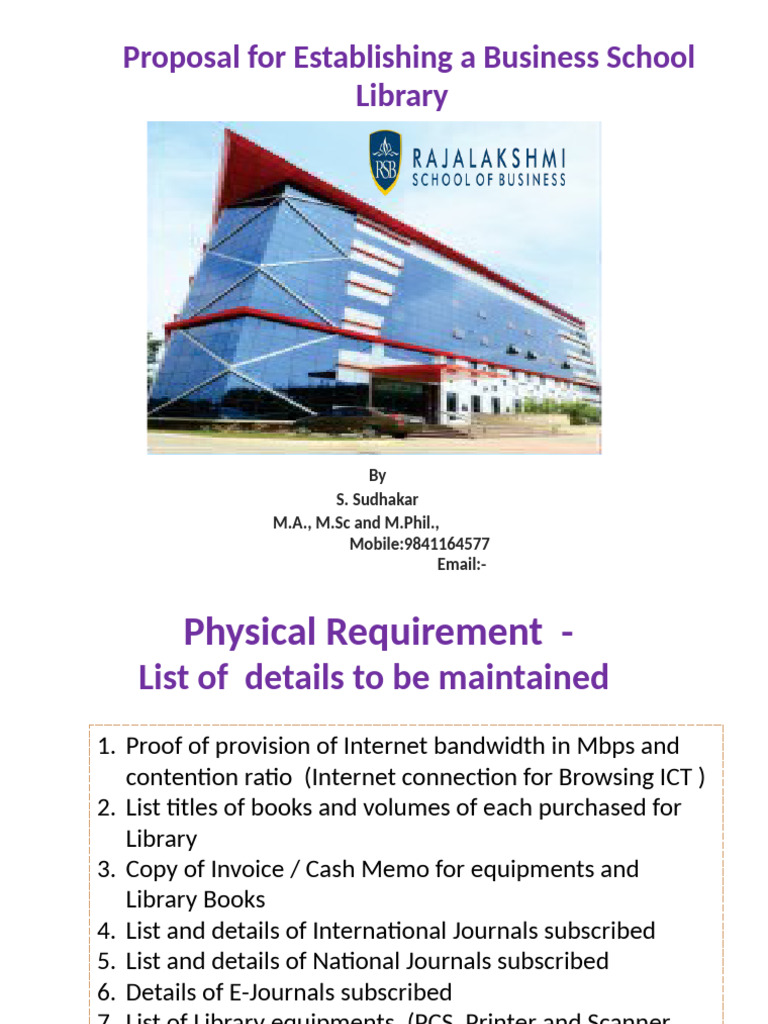 Proposal For Establishing A Business School Library | PDF | Libraries ...