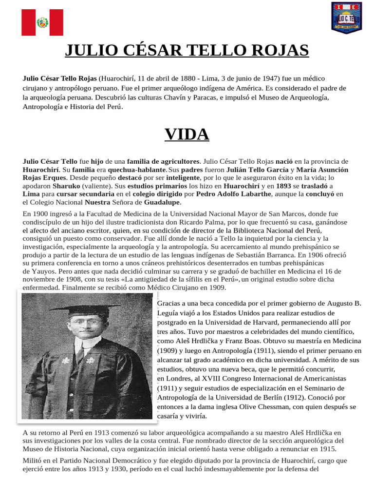 Julio C Tello Rojas | PDF | Ciencias sociales | Historia