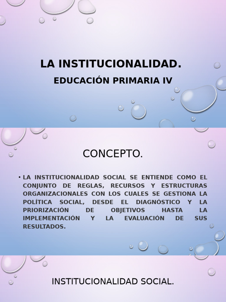 La Institucionalidad Prim. IV | PDF | Politica social | Institución