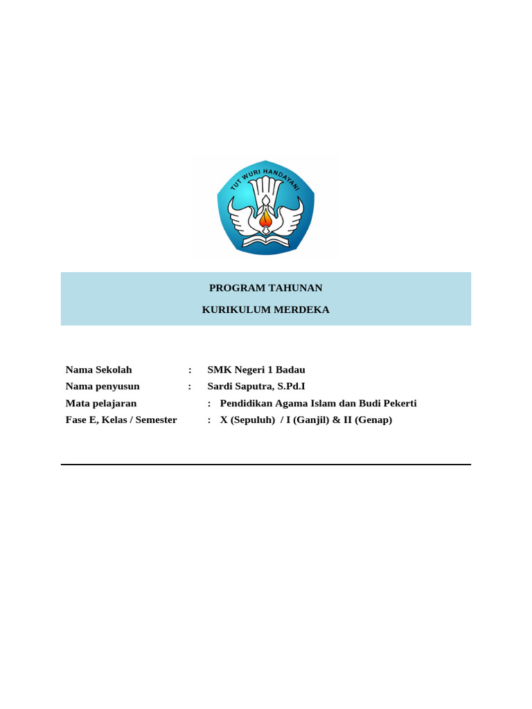 Program Tahunan PAI SMK Negeri 1 Badau | PDF | Karier & Perkembangan