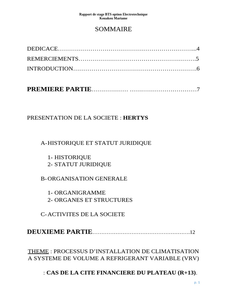 Rapport de stage : Installation VRV | PDF | Tuyau | Climatisation