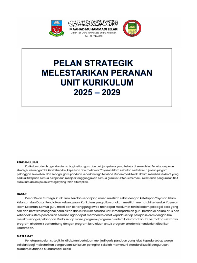 MML Perancangan Strategik Kurikulum2 | PDF