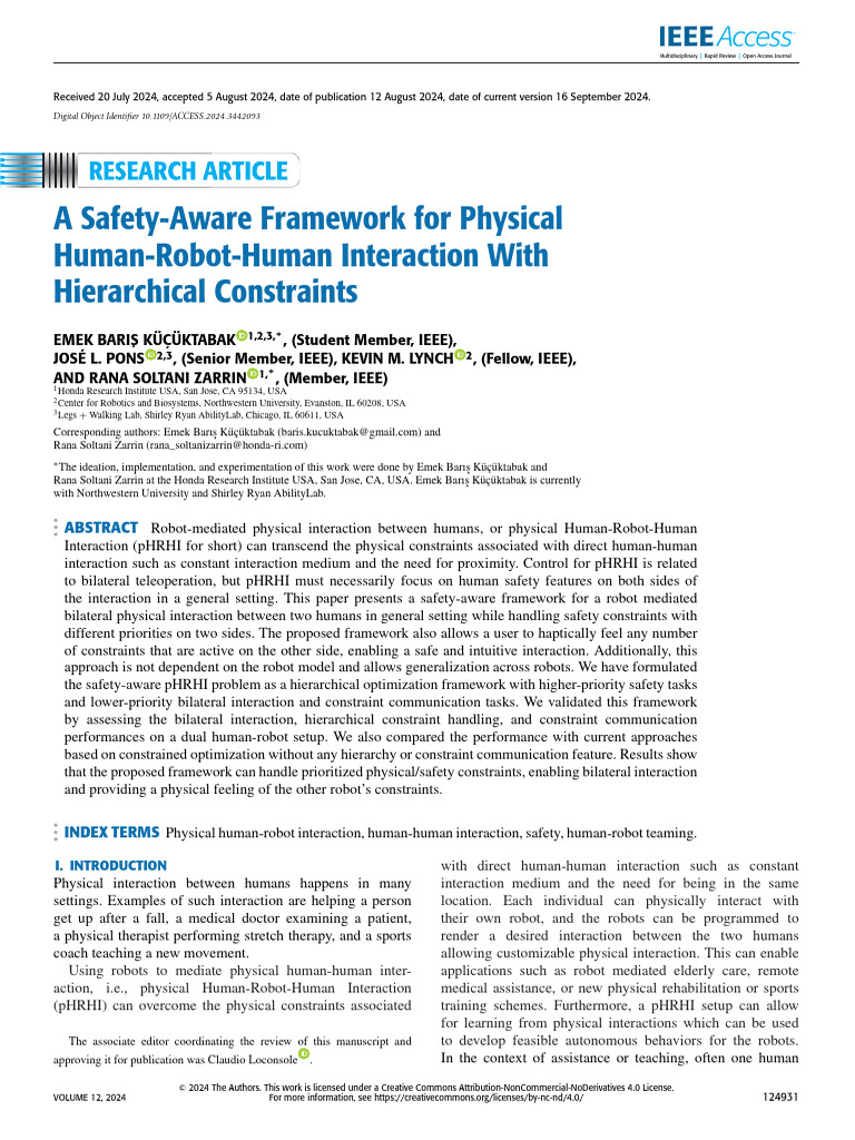 A Safety-Aware Framework For Physical Human-Robot-Human Interaction With Hierarchical ...