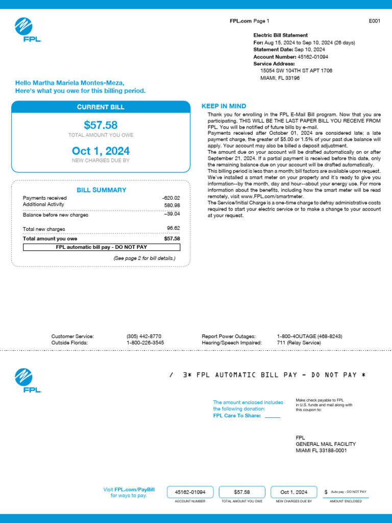 Current Bill: Hello Martha Mariela Montes-Meza, Here's What You Owe For ...