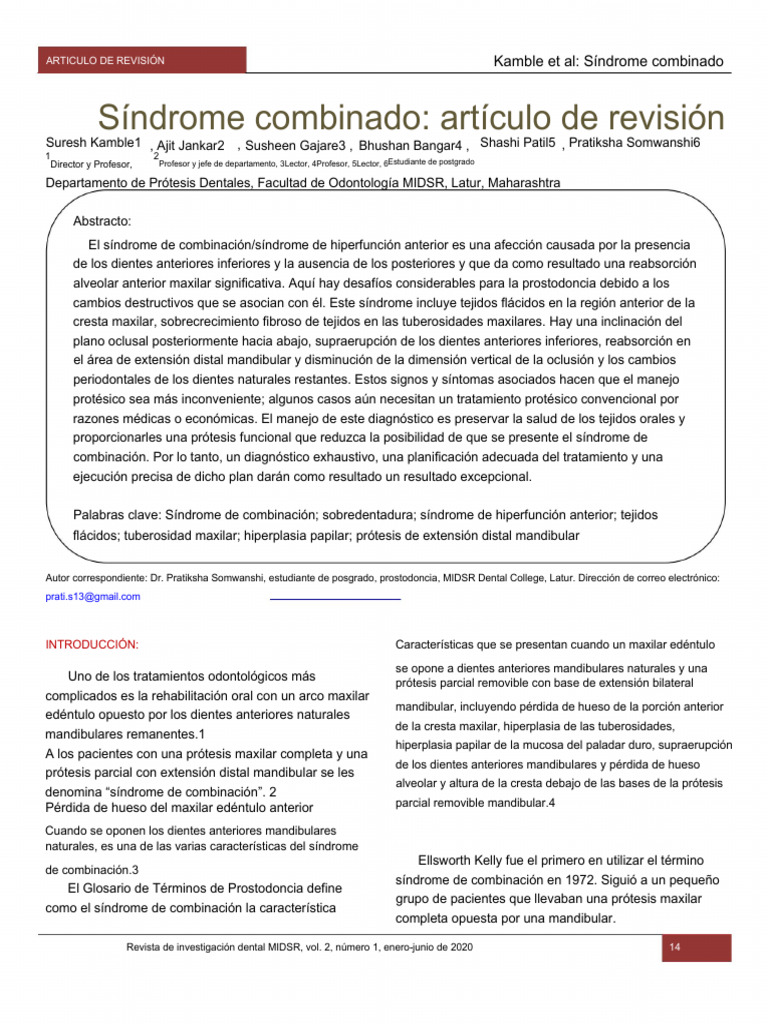 Combination - Syndrome - A - Review - Article 3 | PDF | Odontología ...