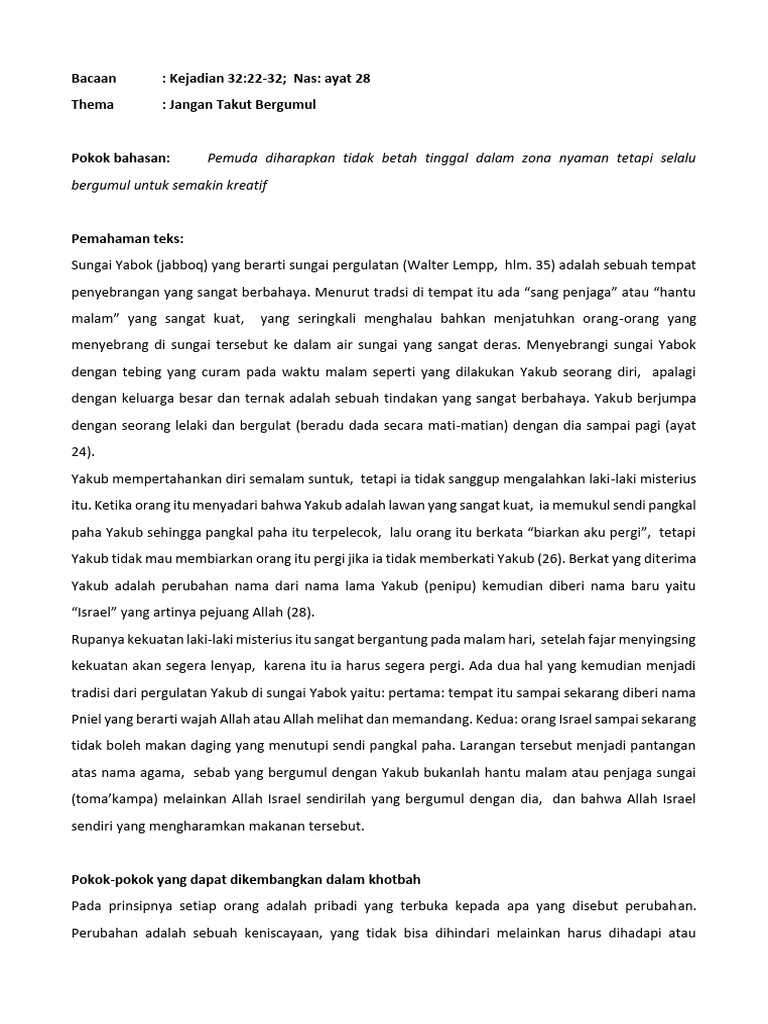 Khotbah Pemuda-Oktober 2024 | PDF