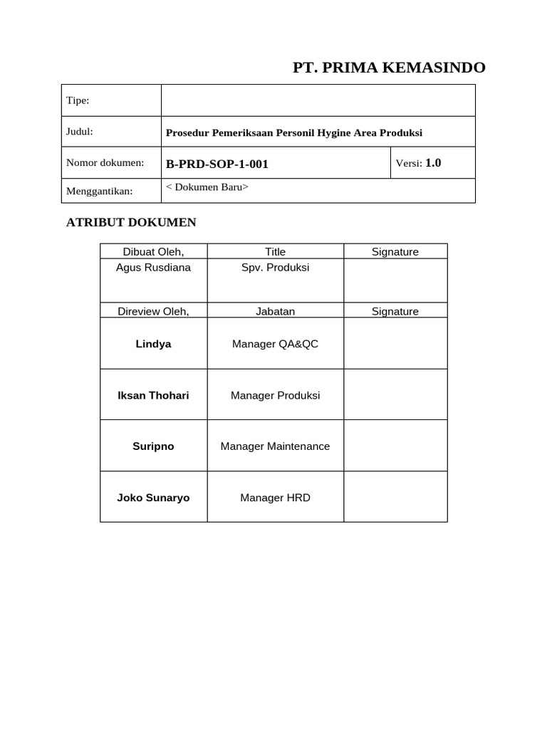 B-PRD-SOP-1-003 Prosedur Serah Terima Barang Bahan Baku Dan Kemas | PDF | Komputer