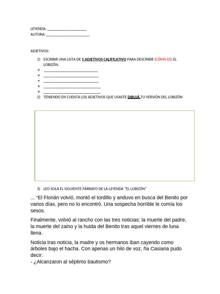 Leyenda del Lobizón para Niños | PDF
