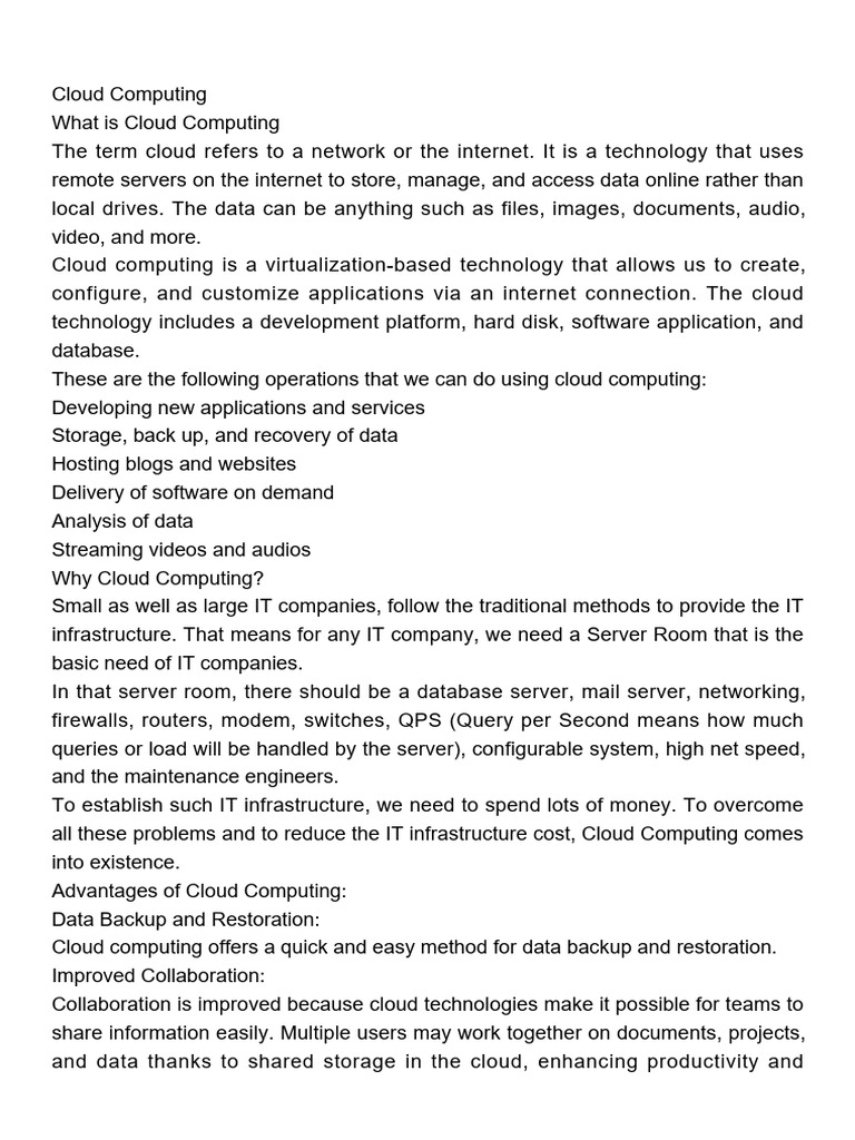 Cloud Unit 1 | PDF | Cloud Computing | Software As A Service