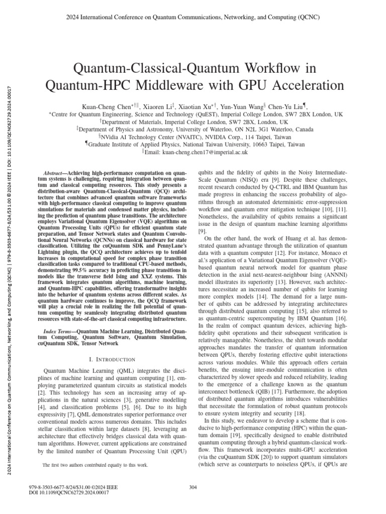 Quantum-Classical-Quantum Workflow in Quantum-HPC Middleware With GPU Acceleration | PDF ...