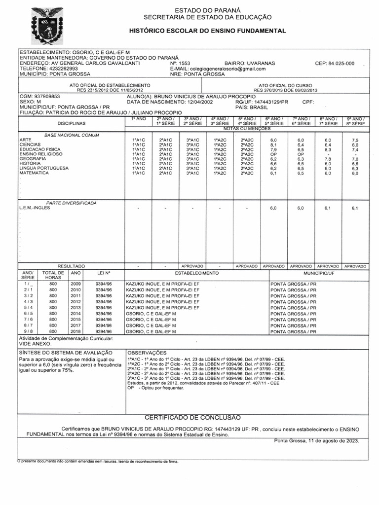 Histórico Fundamental11-08-2023-150015 | PDF