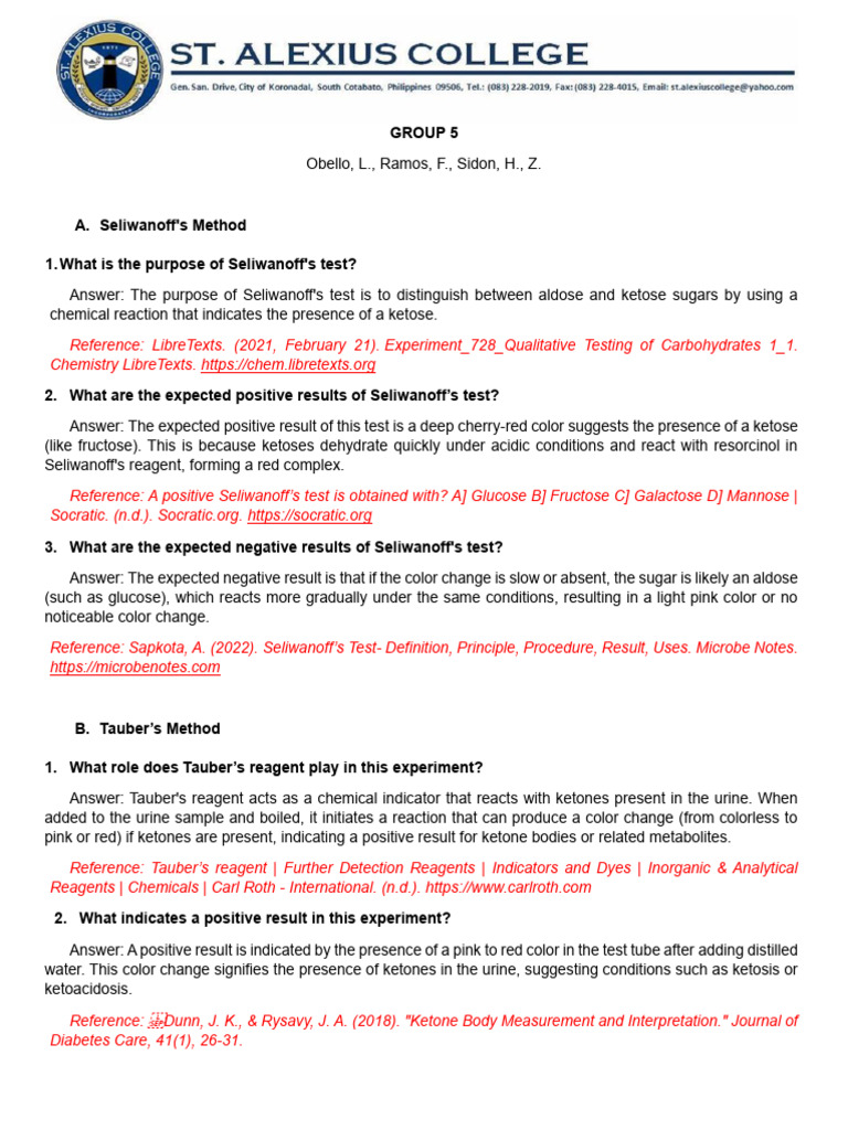 Biochemistry Laboratory Tests - Questions With Answers | PDF | Chemical ...