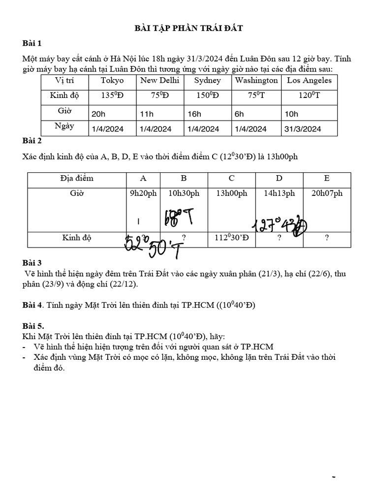 Bai Tap Phan Trai Dat - Sử Địa | PDF
