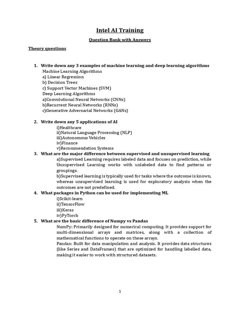 Question Bank With Answers | PDF | Artificial Neural Network | Machine Learning