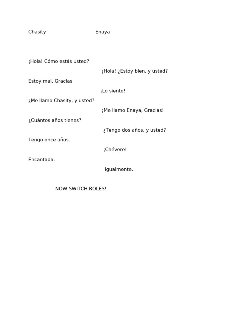 Spanish Conversation Project | PDF