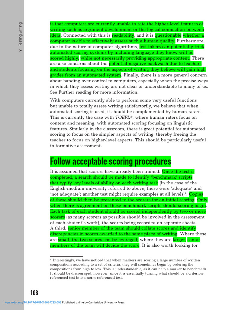 Other Approaches To Scoring | PDF | Cognition | Human Communication