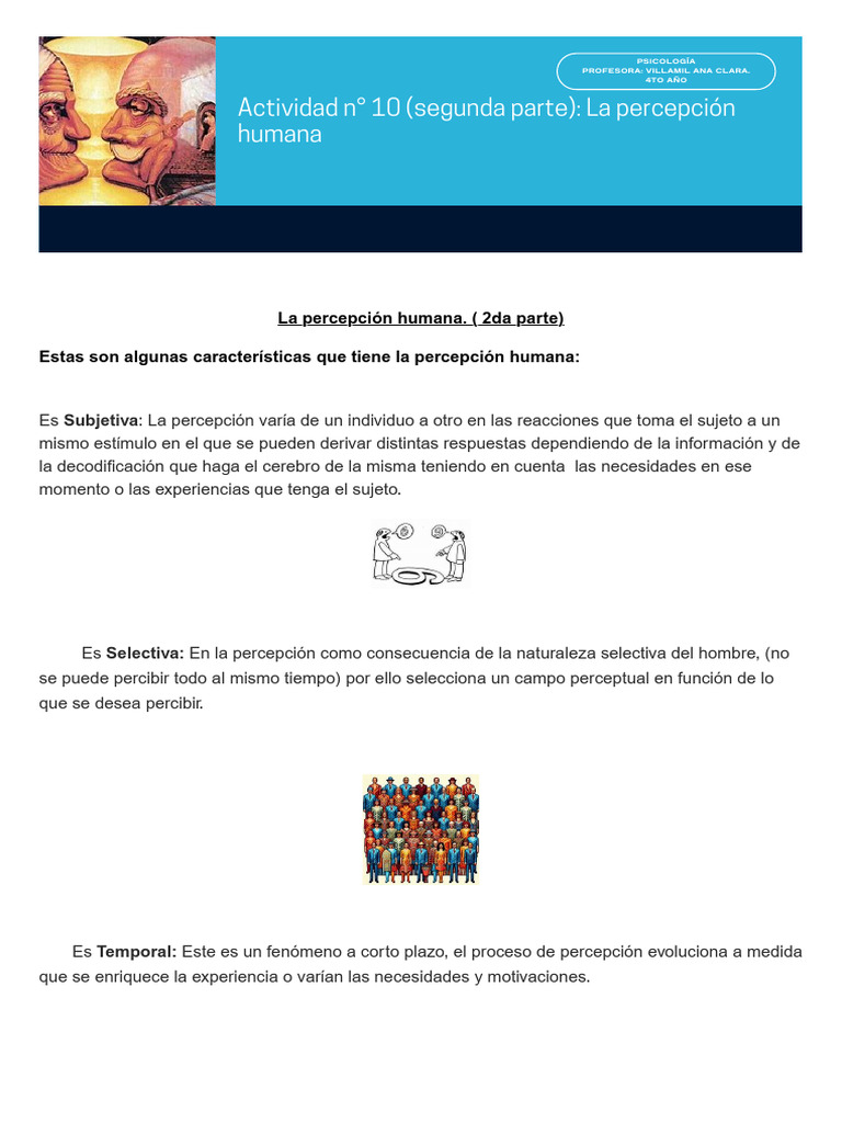 La Percepción Humana (2da Parte) | PDF | Percepción | Sicología