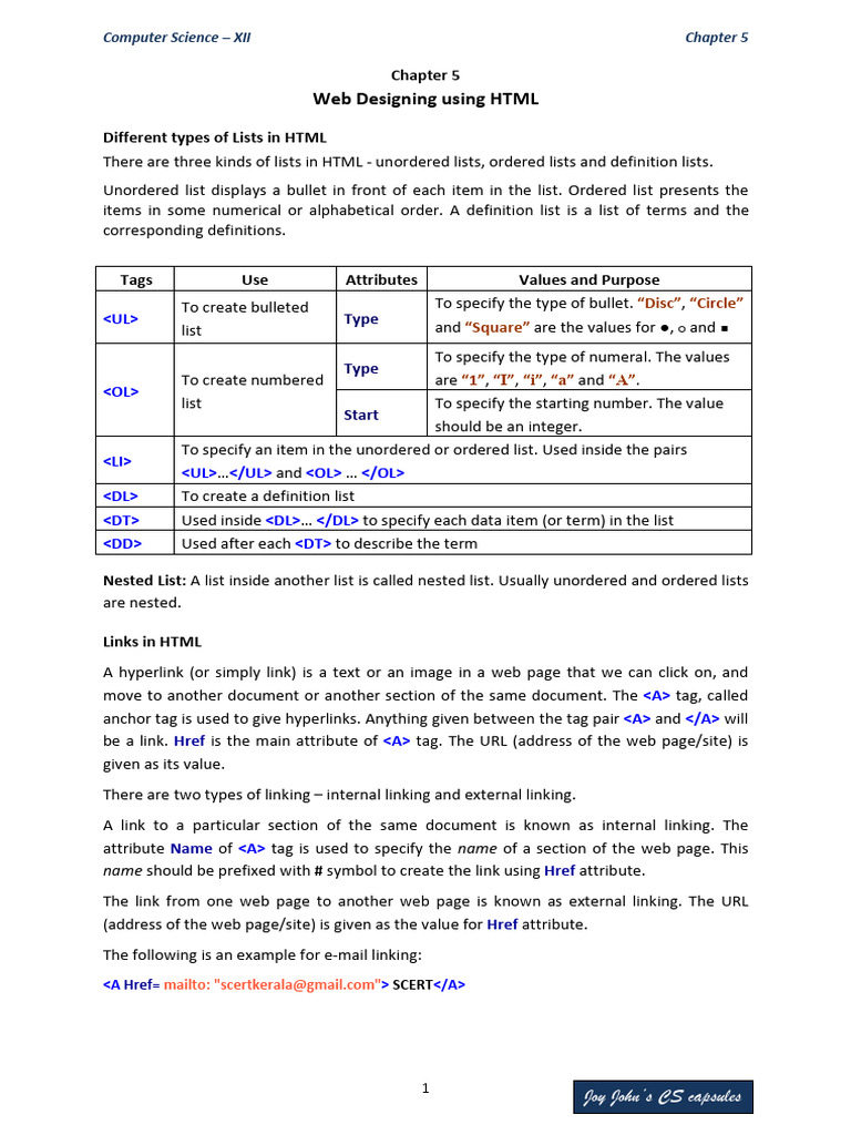 Web-Designing - Using HTML PlusTwo Kerala | PDF | Hyperlink | Html Element