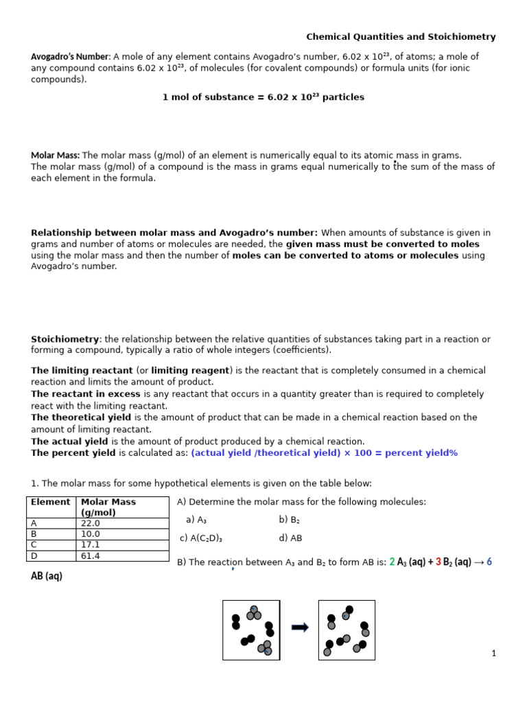 CHM 1045 Blended Chemical Quantities Notes - Tagged | PDF | Mole (Unit ...