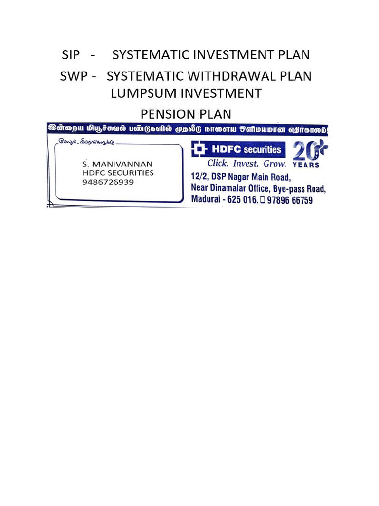 Sip SWP | PDF