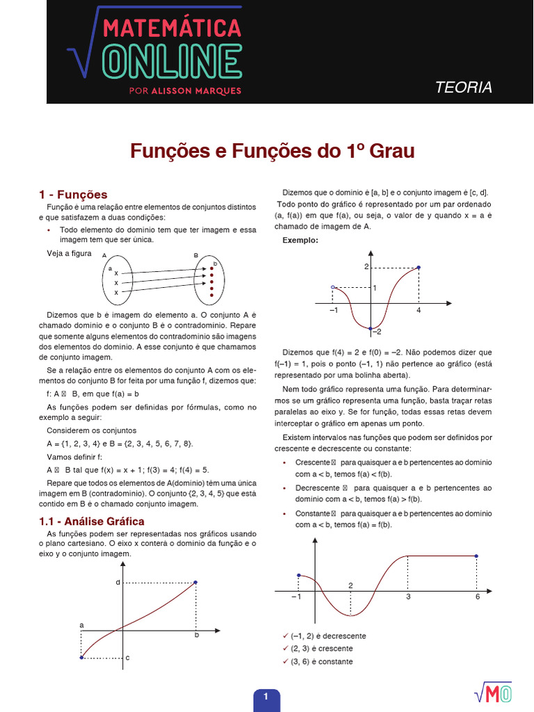 Funções Matemáticas: Teoria e Exercícios | PDF | Função (Matemática ...