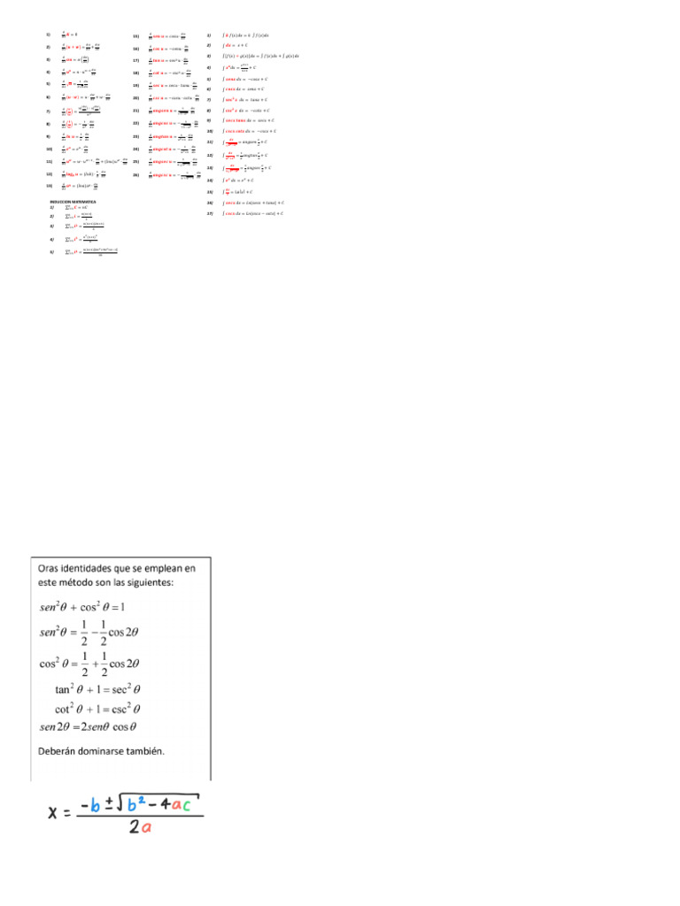 Formulas de integrAL | PDF | Teaching Methods & Materials