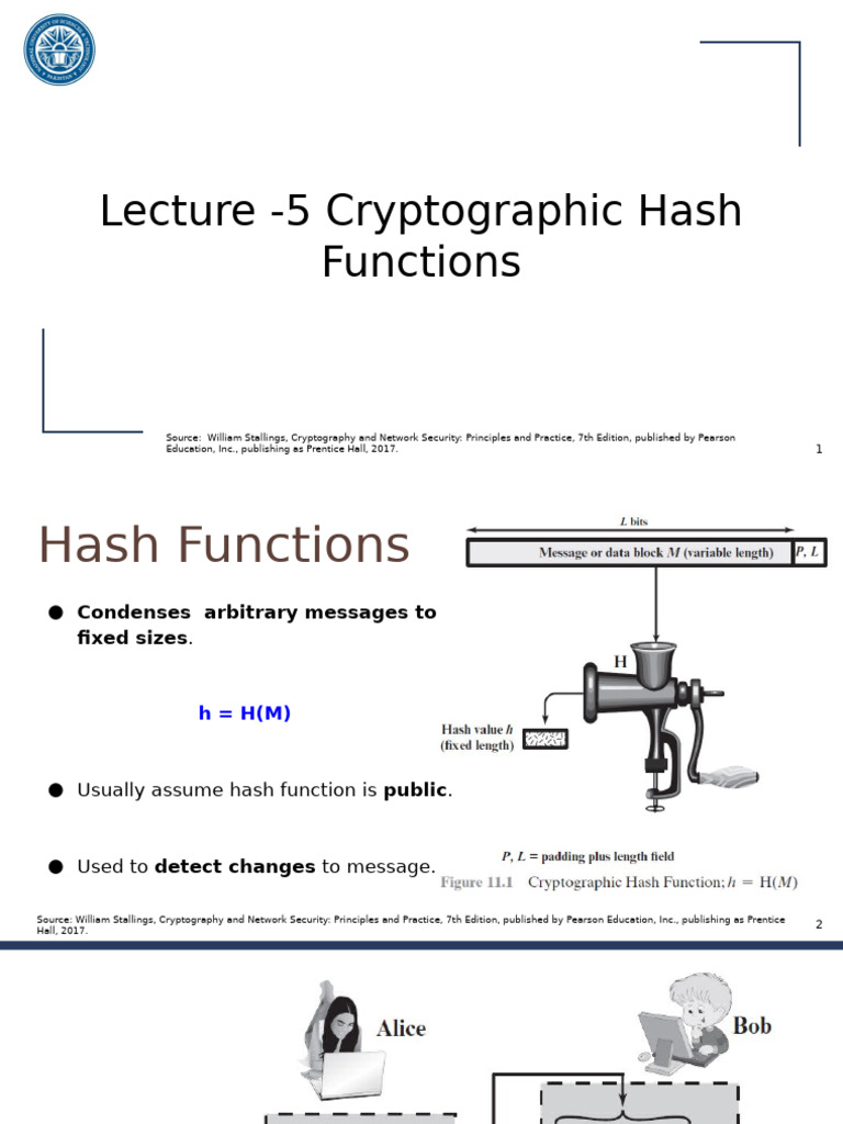Lecture 5-Hash Function | PDF | Public Key Cryptography | Cryptography