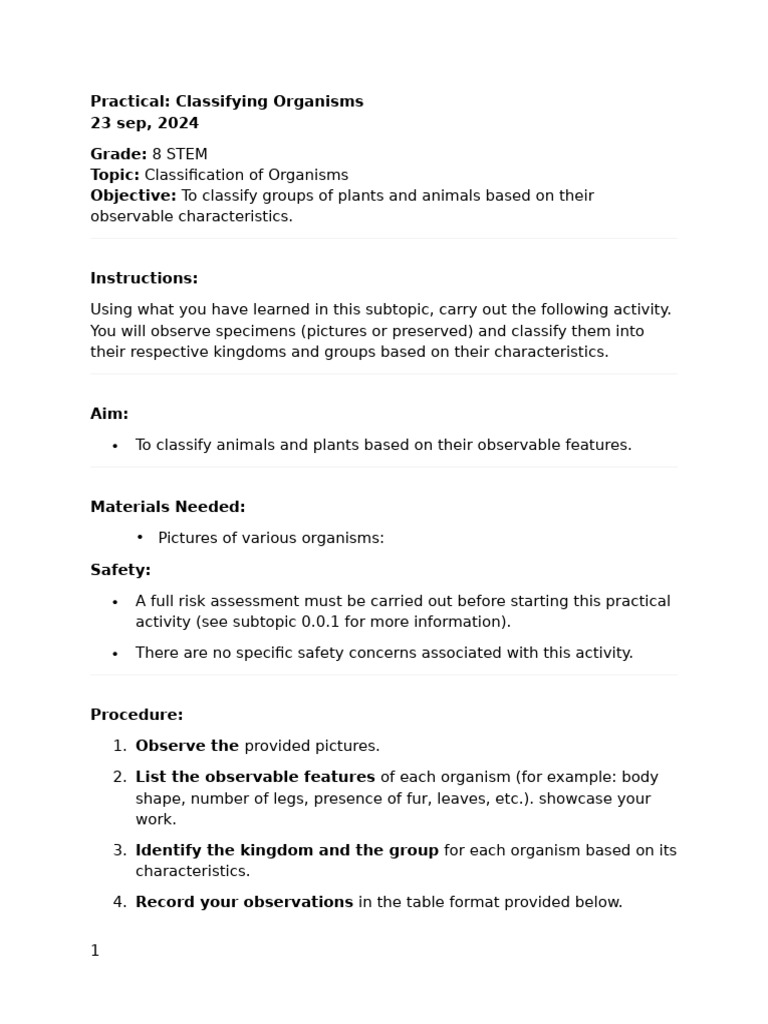 Classifying Organisms: A Practical Guide | PDF | Wellness | Computers