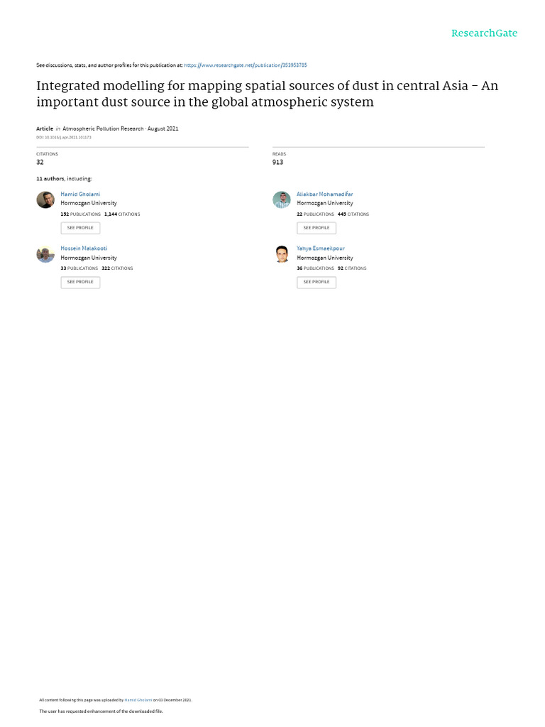 Integrated Modelling For Mapping Spatial Sources of Dust in Central ...