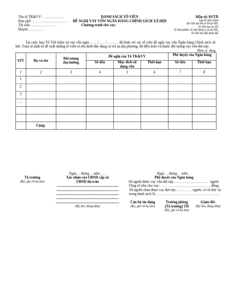 1.1. Mẫu 03.TD kèm theo (Bản cuối) | PDF