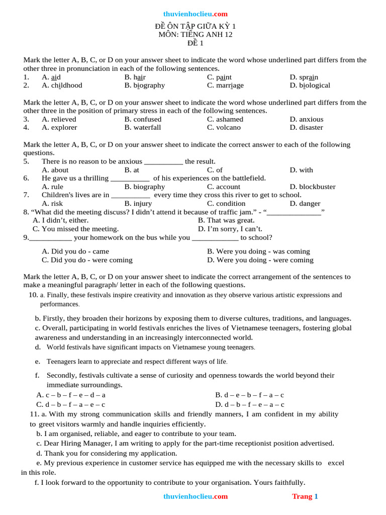 Bo de On Tap Giua HK1 Anh 12 Global CTM | PDF | Steve Jobs | Sea Level Rise