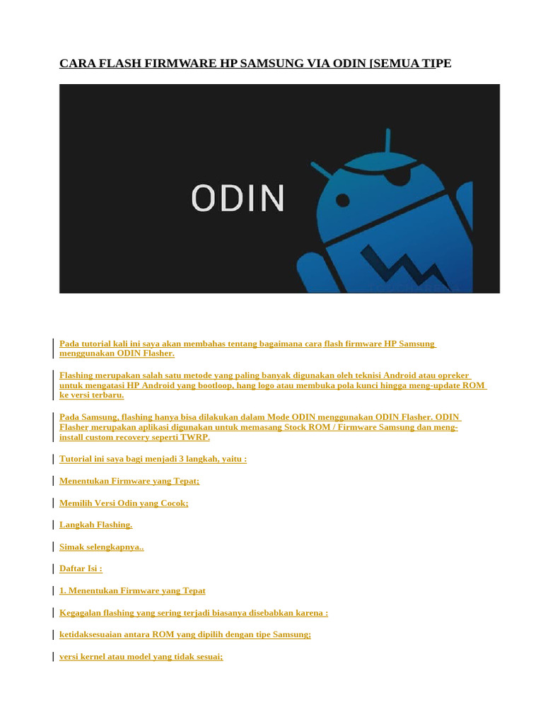 Cara Flash Firmware HP Samsung Via ODIN | PDF
